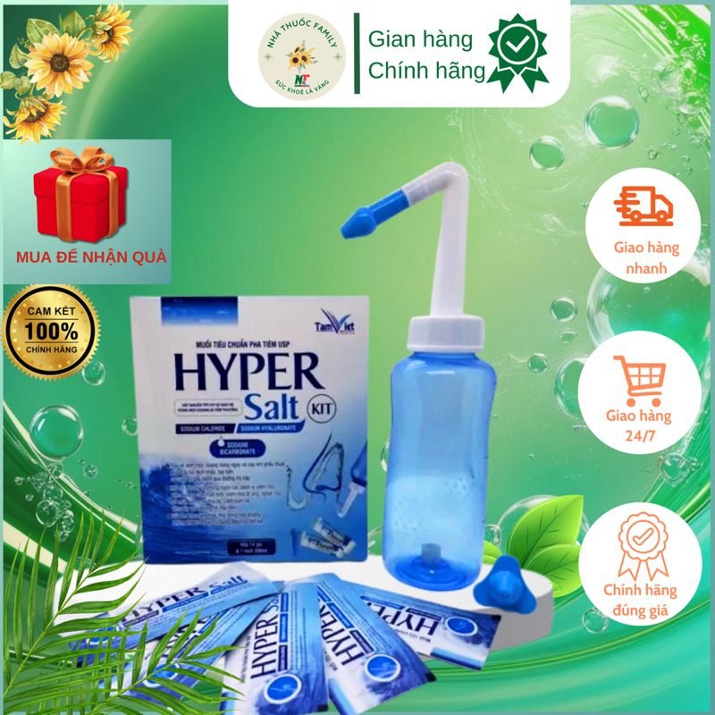 [CHÍNH HÃNG] Muối rửa mũi xoang HYPER Salt KIT hộp 14 gói + 1 bình ...