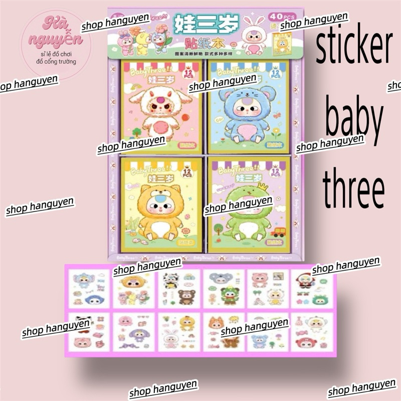 Khay 40 bộ dán sticker baby three đồ chơi cho bé siêu hót | Shopee Việt Nam