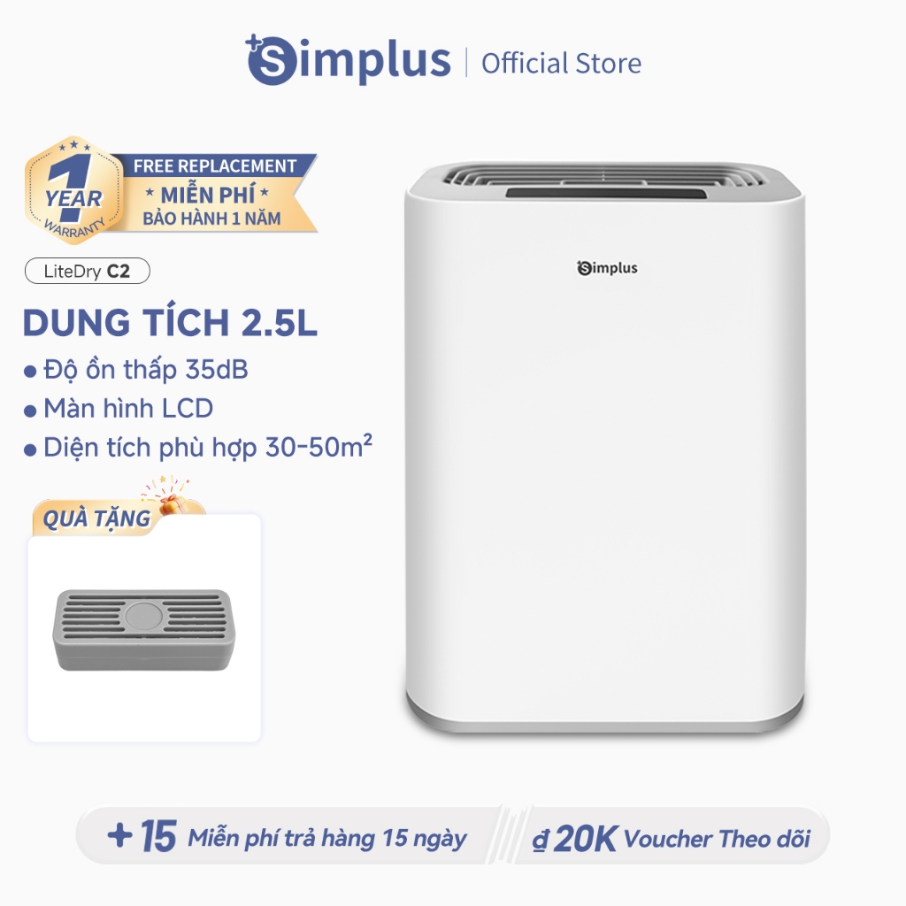 [Hàng có sẵn] Simplus Máy Hút Ẩm Dung Tích Lớn 2.5L Dành Cho Diện Tích 70㎡ CUSH002 - Bảo Hành 1 ...