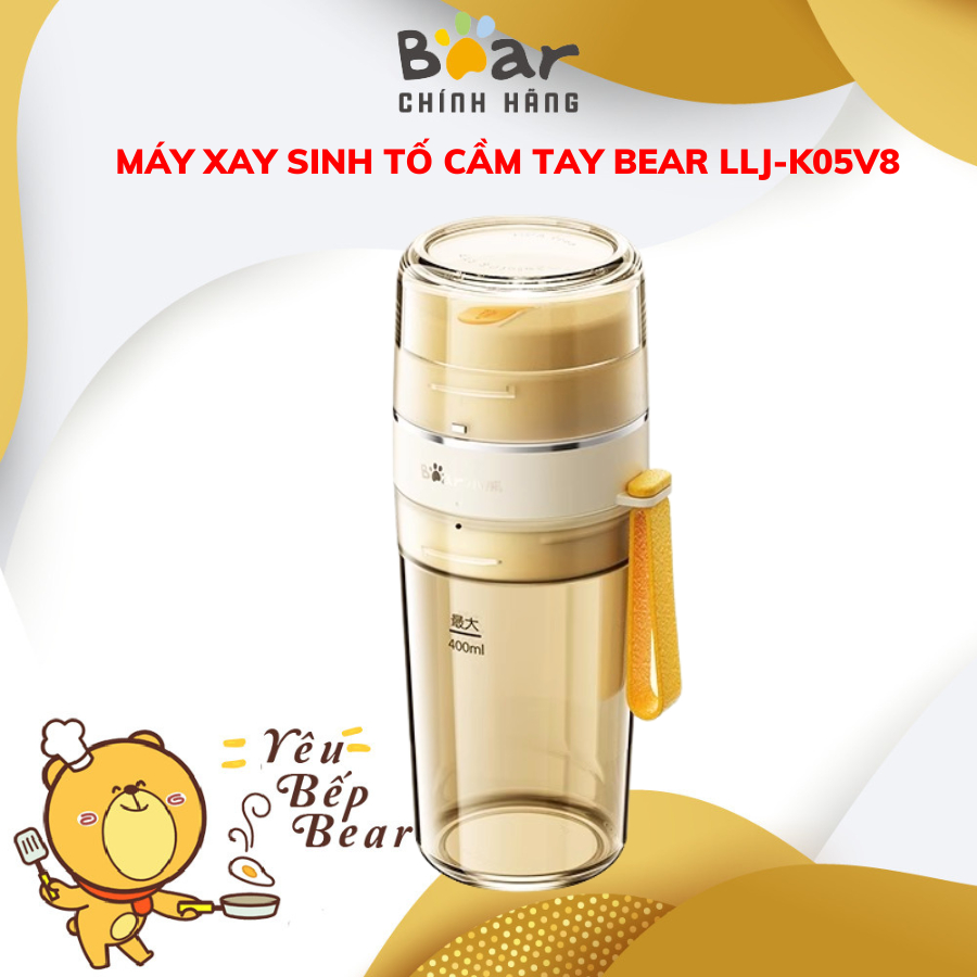 Máy xay sinh tố cầm tay dung tích 0.4L Bear LLJ-K05V8, 70W, 12 Lưỡi dao inox xay đá bi, BH 18 ...