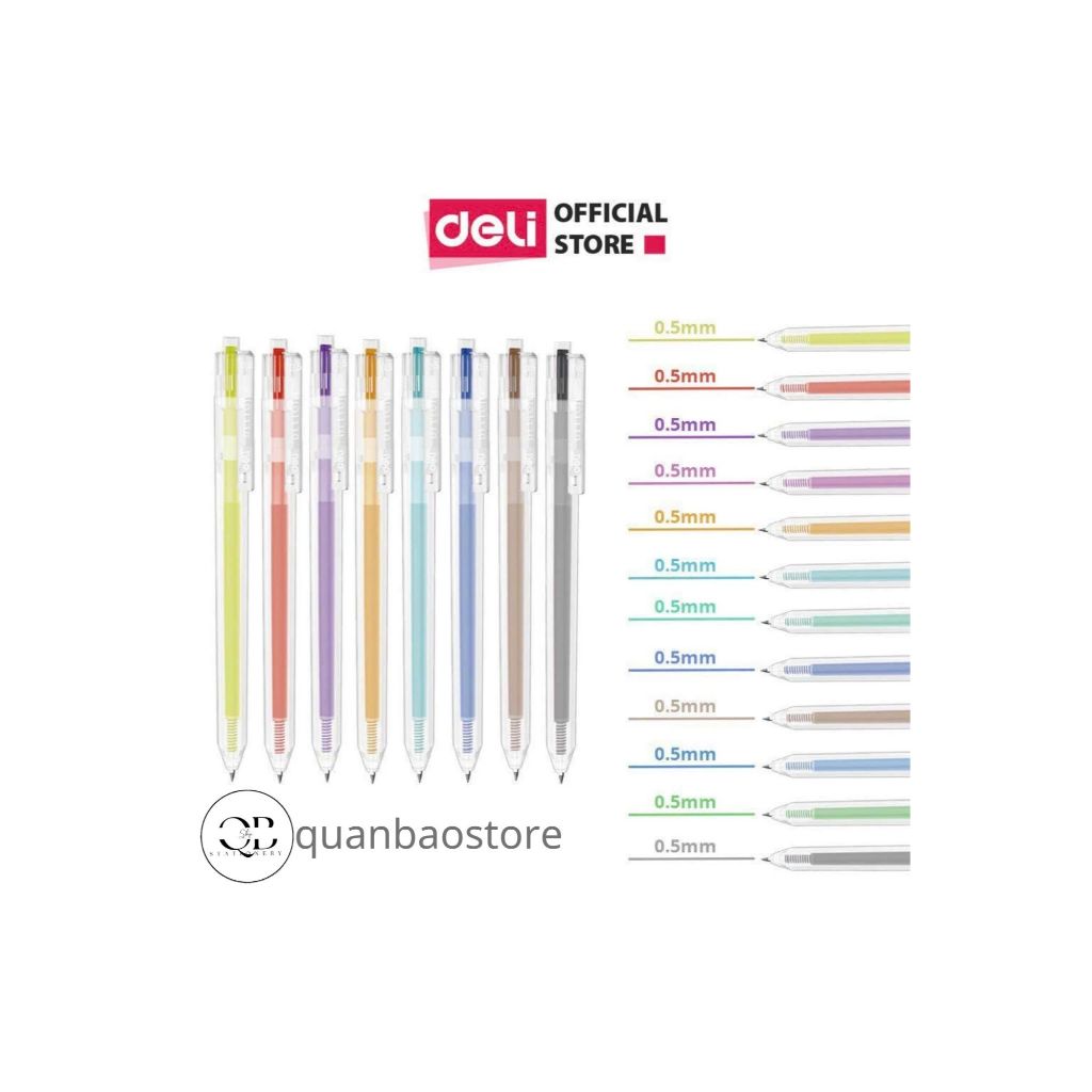 Bút gel bấm nhiều màu Deli G118, thiết kế đơn giản, gọn nhẹ, nét bút 0 ...