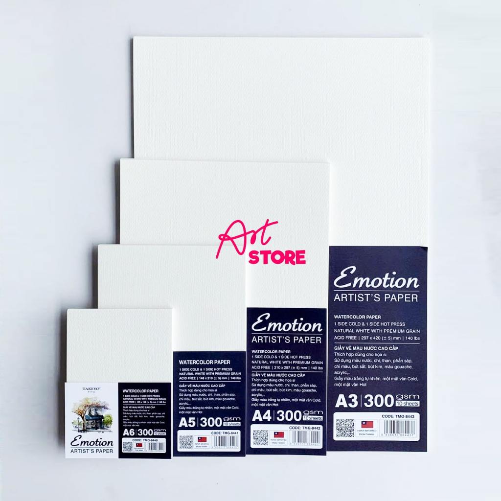 [Art Store] Giấy Vẽ Màu Nước Cao Cấp Takeyo Emotion Định Lượng 300gsm Khổ A6|A5|A4|A3 | Shopee ...
