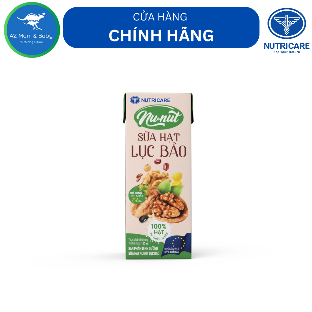 Thùng sữa hạt Nutricare Nunut lục bảo 6 loại hạt (180ml x 48 hộp ...