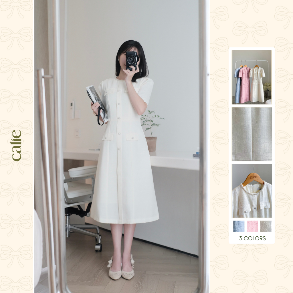 Váy dáng A phối cườm cổ thời trang thiết kế thương hiệu Calie house ...