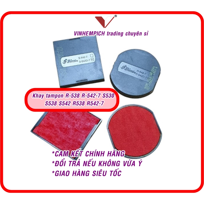 Khay mực tampon mộc con dấu tròn vuông Shiny Printer S-538 S-542 R-538 ...