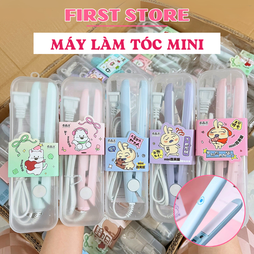 Máy Là Tóc Mini, Máy Ép Tóc Mini, Uốn Duỗi Tóc Đa Năng Tặng Kèm Sticker ...