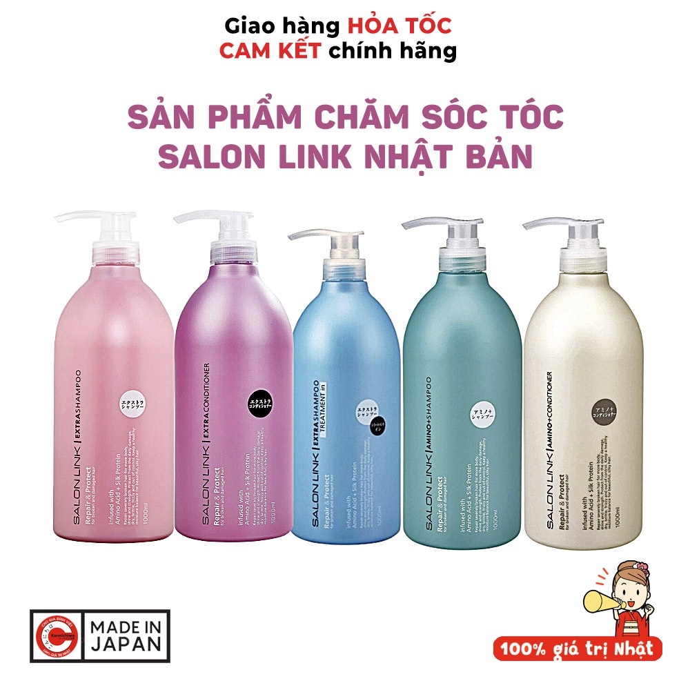 Bộ dầu gội, dầu xả phục hồi tóc SALON LINK Extra Treatment 1000ml nội ...