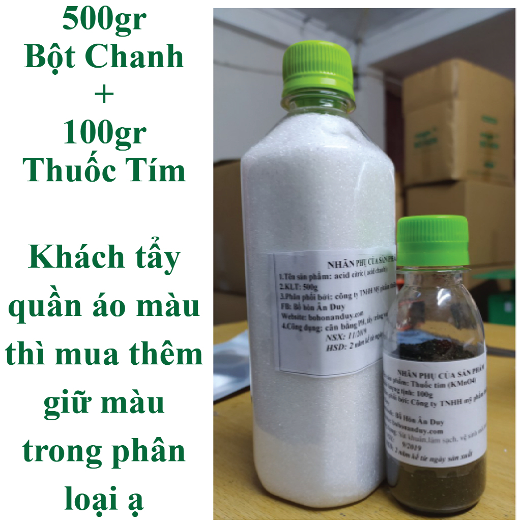 Combo 100gr Thuốc Tím-KMnO4, 1kg bột chanh, axit chanh, axit citric tẩy ...