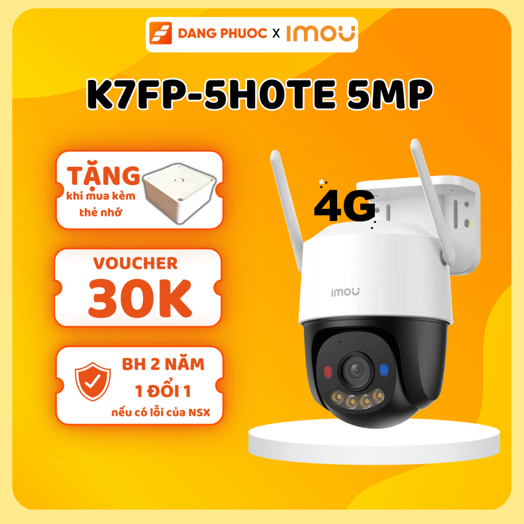 Camera 4G Ngoài Trời IMOU K7FP 3MP/ 5MP Dùng Sim 4G, Cảnh Báo Xanh Đỏ ...