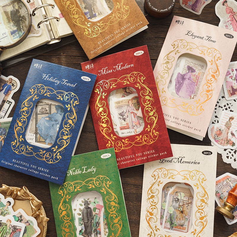 Enjoymore Set 30 Miếng Dán Quý Cô Châu Âu Vintage Trang Trí Sổ Journal ...