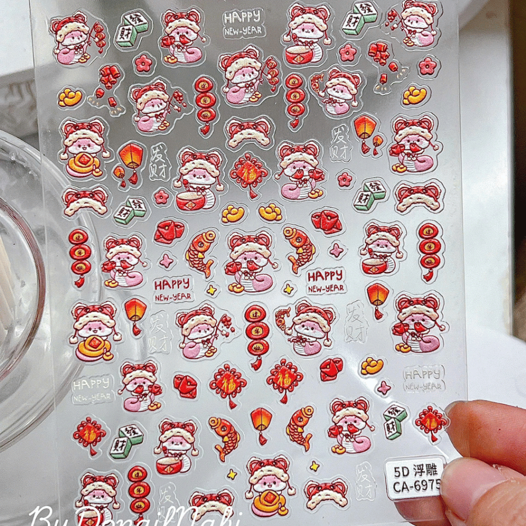 Sticker nail tết rắn chủ tết 2025 , sticker trang trí móng tay hình rắn ...