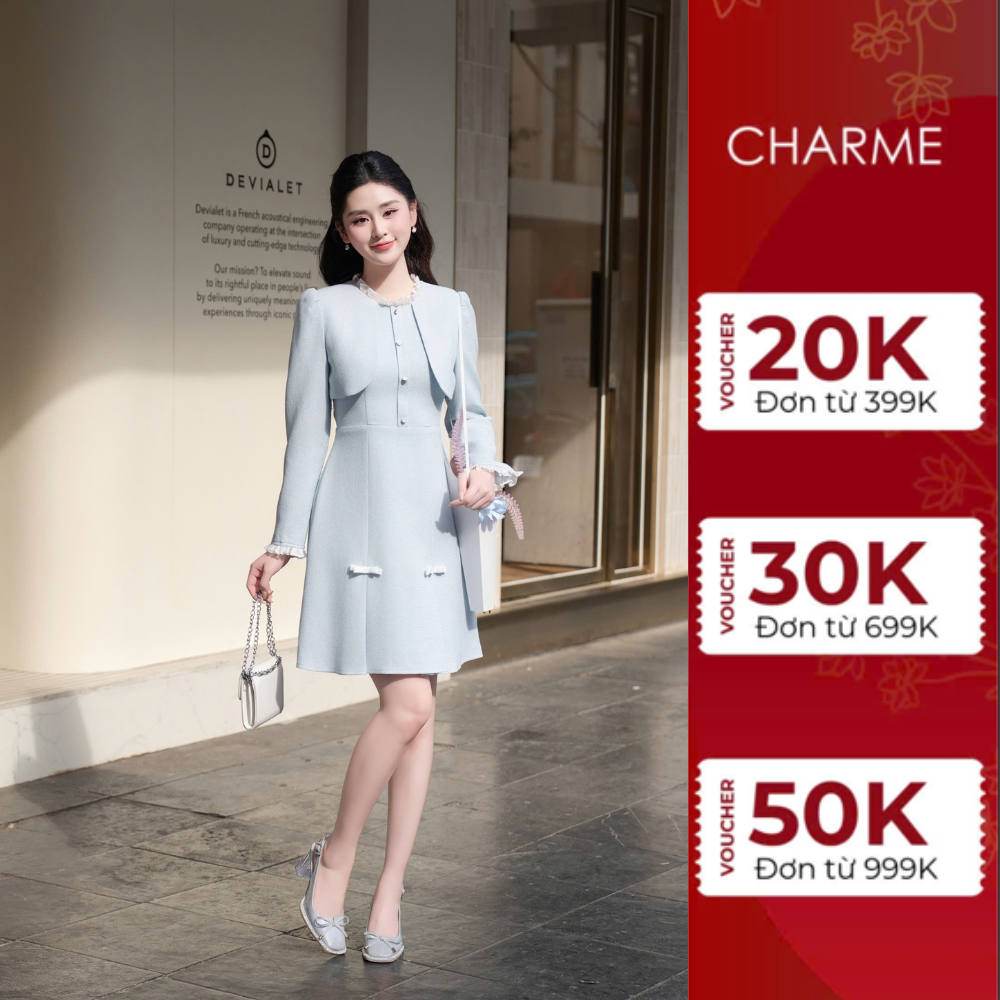 Váy dạ nữ cổ bèo giả khoác thanh lịch 412005 | Shopee Việt Nam