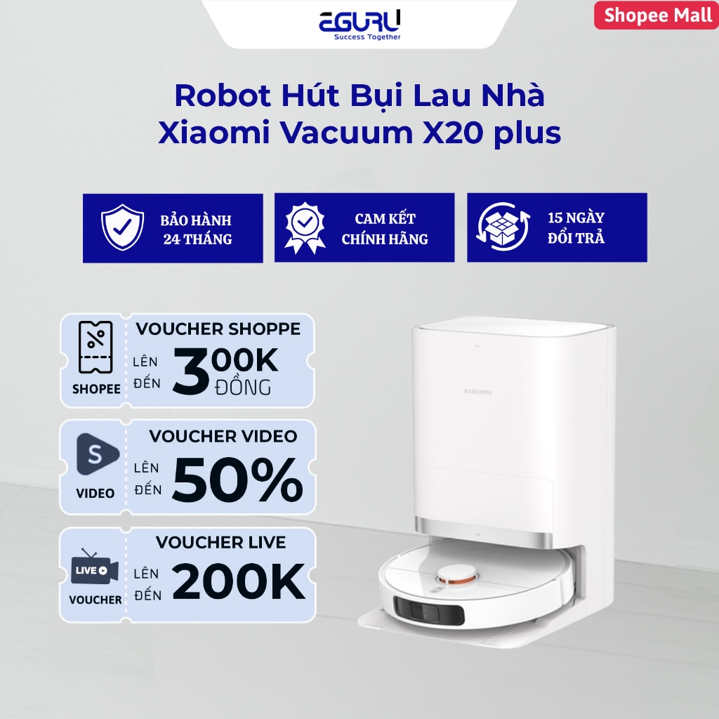 Robot Hút Bụi Lau Nhà Xiaomi Vacuum X20+ (X20 Plus) BHR8124EU | Lực Hút ...