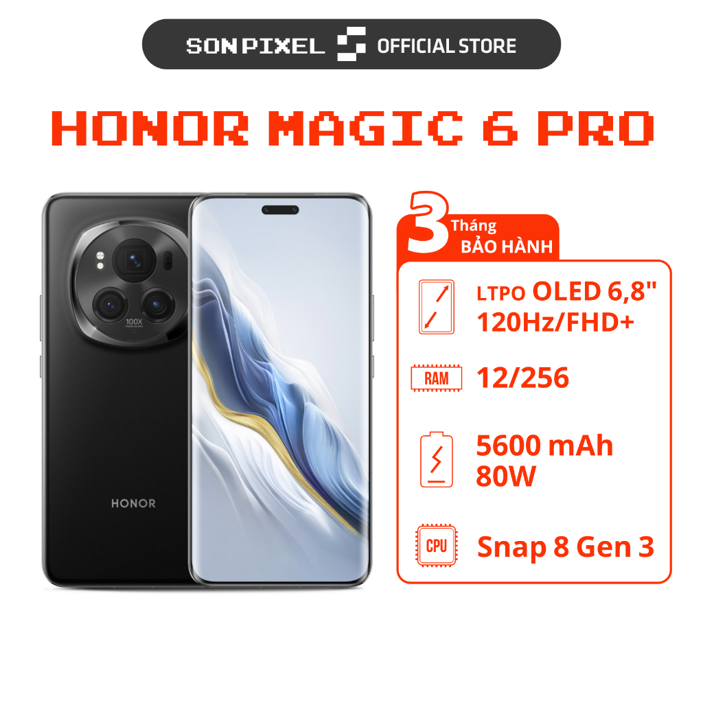Điện Thoại Honor Magic 6 Pro, Chip Snapdragon 8 Gen 3, Ram 12/256GB, Pin 5600 mAh Sạc Nhanh 100W ...