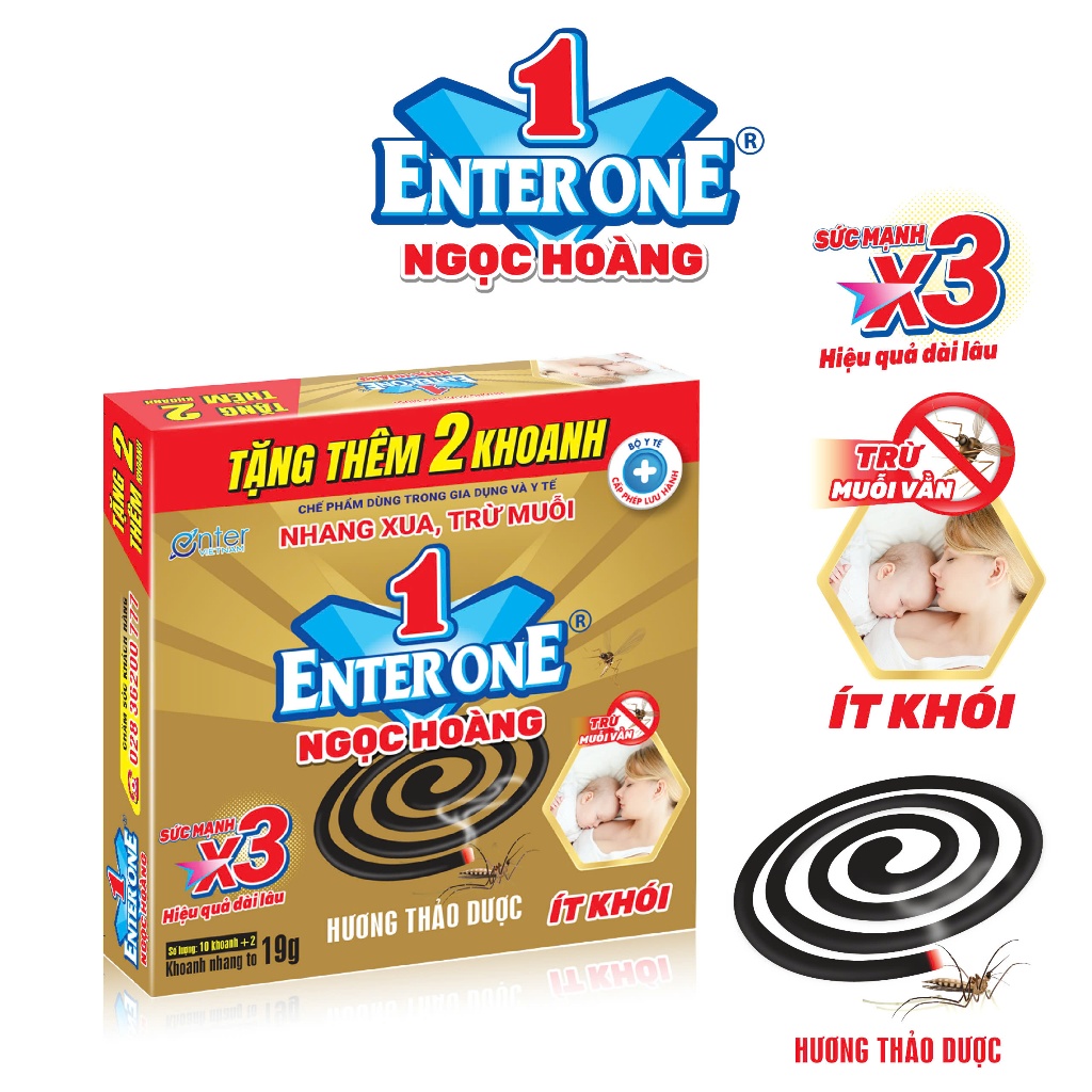 Nhang muỗi EnterOne Ngọc Hoàng 12 khoanh một hộp hương thảo dược xua trừ muỗi an toàn hiệu quả ...