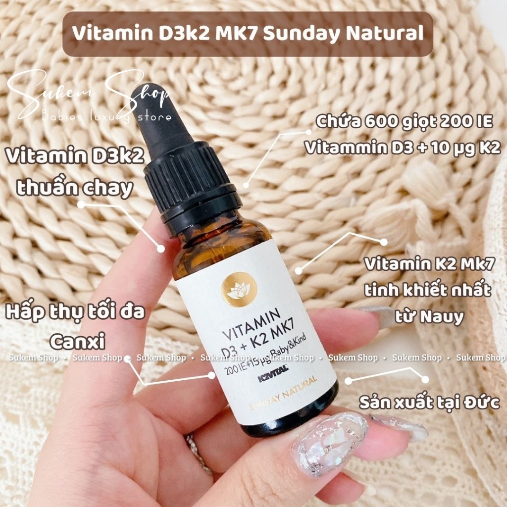Vitamin D3 K2 MK7 Sunday Nature Nhập Khẩu Đức (Chay Thường) | Shopee ...