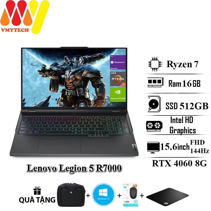 Laptop Lenovo Legion 5 R7000, Ryzen 7-8745H, Ram 16GB, SSD 512GB,Card ...