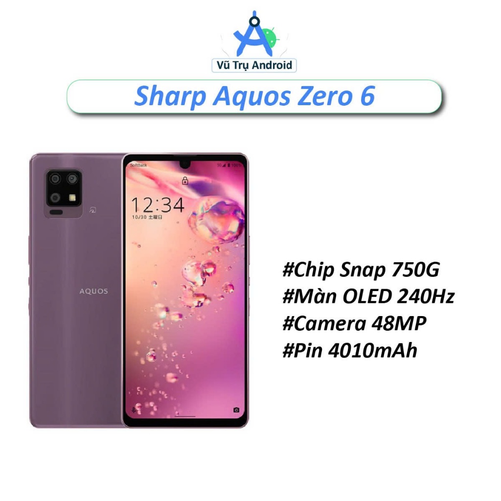 Điện thoại Sharp Aquos Zero 6 RAM 8/128GB chip Snapdragon 750G 5G màn OLED Full HD+ Pin 4010 mAh ...