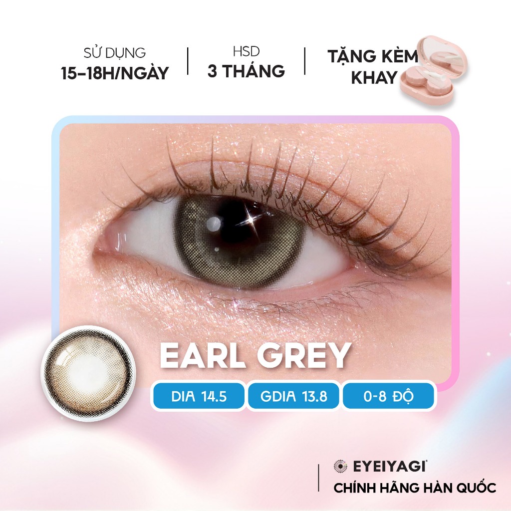 Kính áp tròng EYEIYAGI lens nâu ánh xám Earl Grey cận 3 tháng độ cận 0 ...
