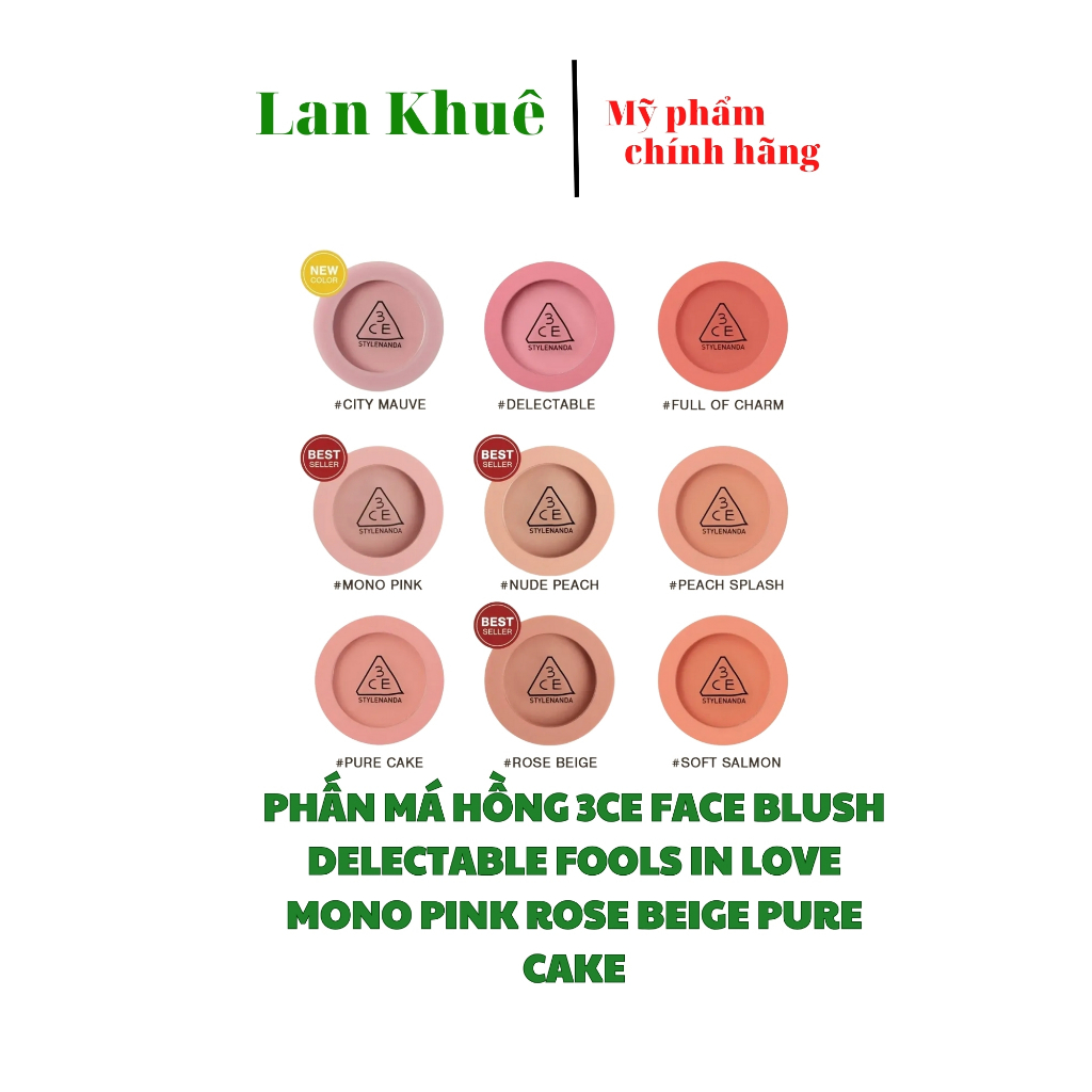 Phấn Má Hồng 3CE Face Blush Delectable Fools In Love Mono Pink Rose ...