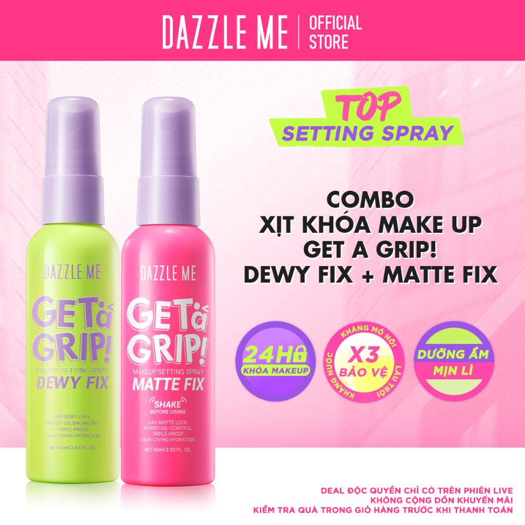 [LIVESTREAM] DAZZLE ME Xịt khóa Get a Grip! Makeup Setting Dewy Fix ...