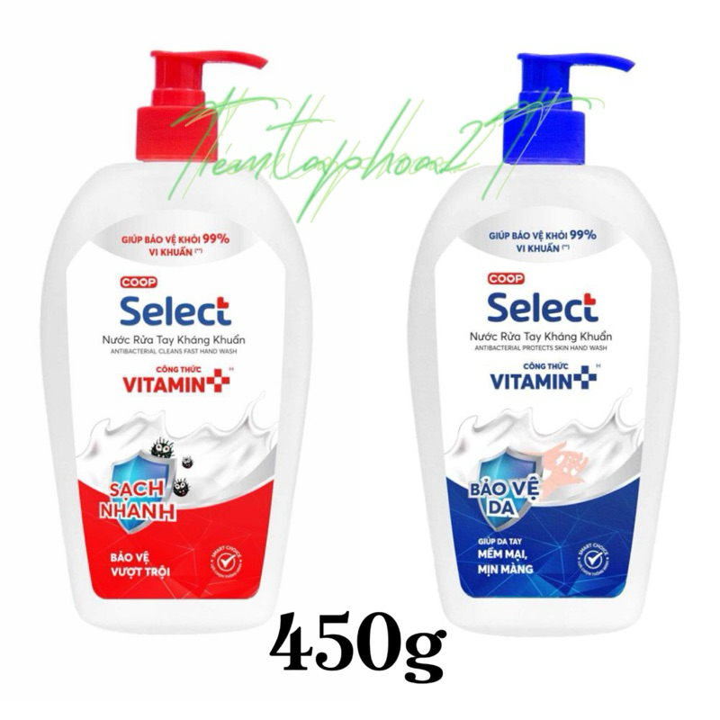 Nước rửa tay kháng khuẩn sạch nhanh Select 450g bảo vệ da công thức vitamin | Shopee Việt Nam