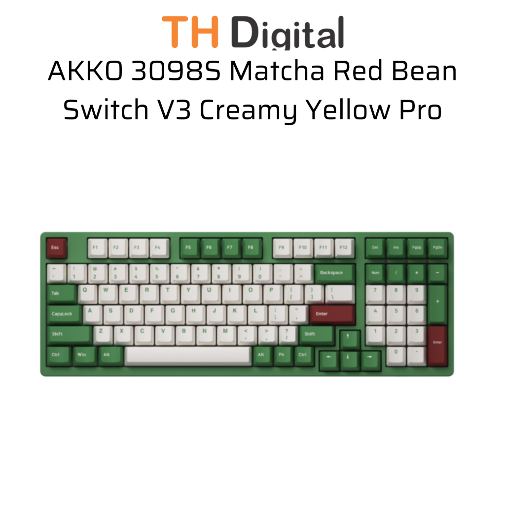 Bàn phím cơ AKKO 3098S Matcha Red Bean Switch Akko V3 Creamy Yellow Pro ...