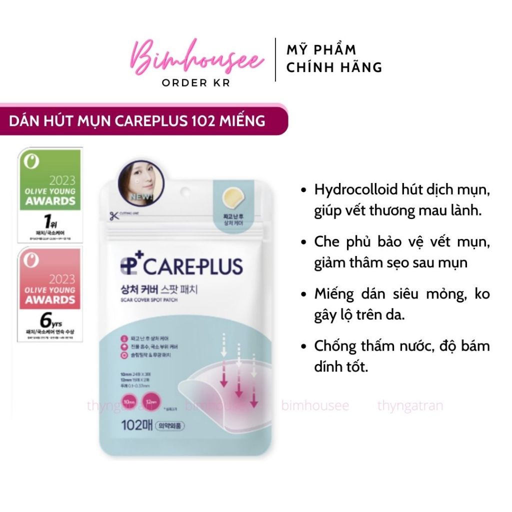 Miếng dán mụn Careplus Olive Young 102 miếng Apieu Nonco Tea Tree Scar cover Spot Patch | Shopee ...