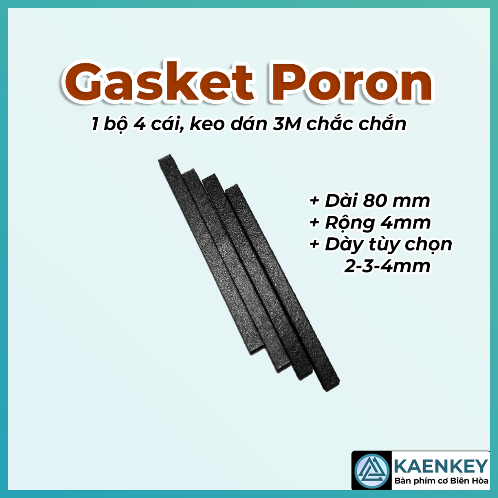 Bộ 4 tấm gasket Poron 80*4 Dày 2/3/4mm dán bàn phím cơ keo 3m chắc chắn Kaenkey nhiều hãng Akko ...