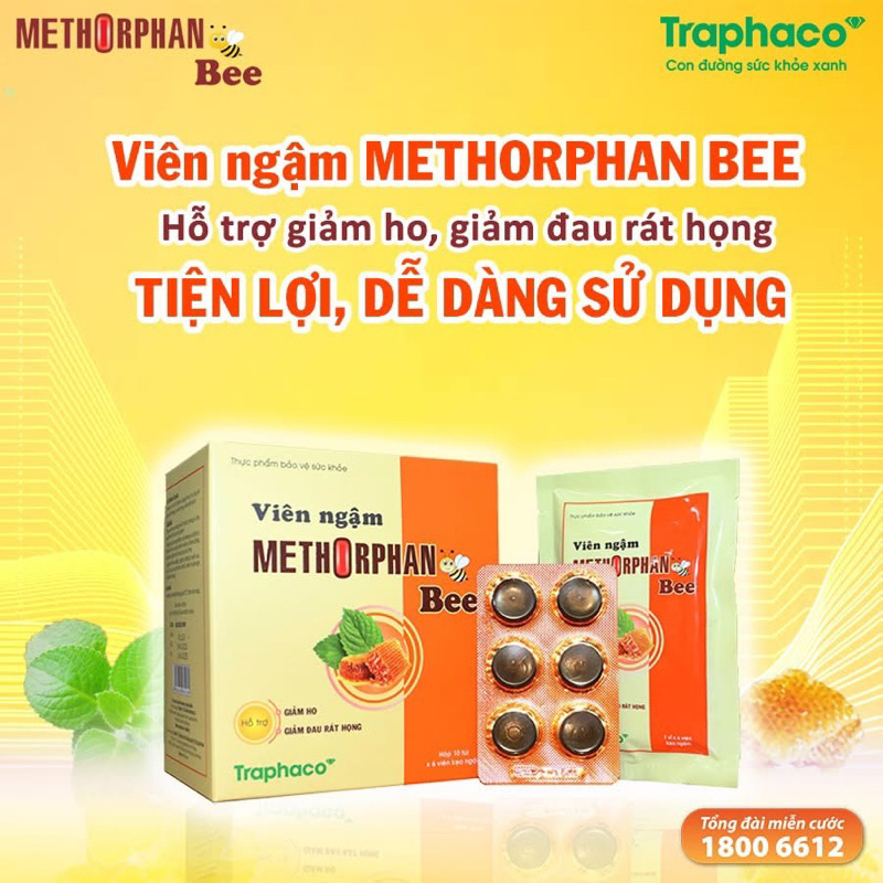 Viên Ngậm Ho Methorphan Bee Traphaco Giảm Ho, Đau Rát Họng, Khản Tiếng ...