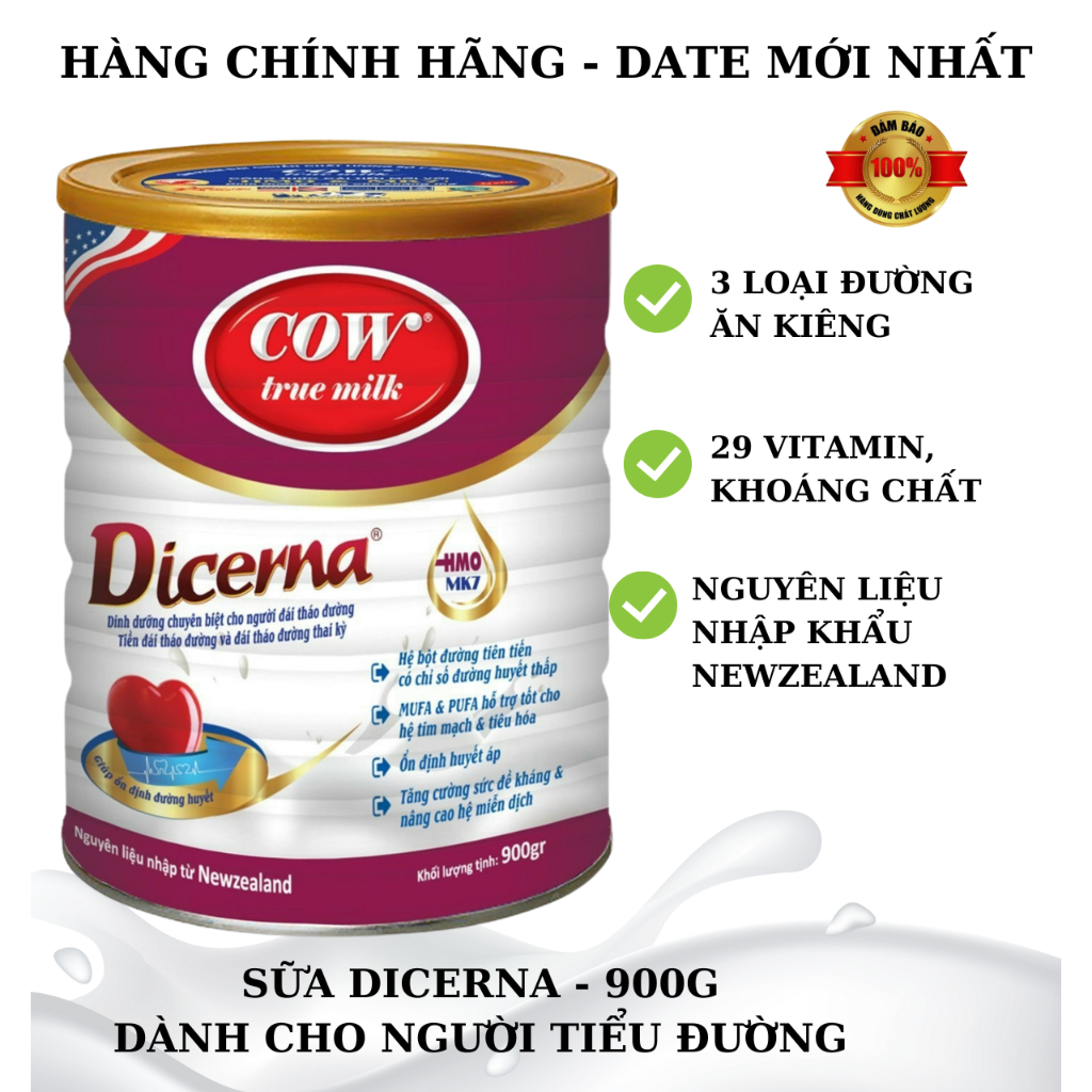 {GIÁ TỐT}Sữa bột Cow True Milk Dicerna 900g -Dành cho người tiểu đường ...