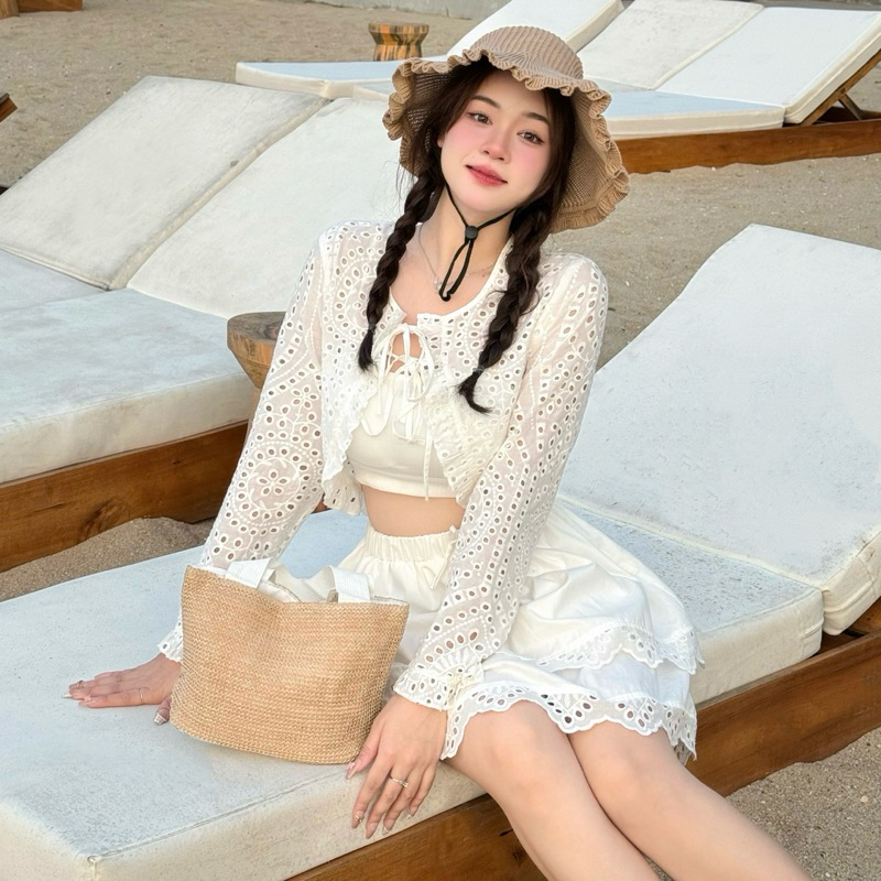 NINA SET - Set xô thêu phối ren tiểu thư (tặng kèm áo lót) - AIMEE ...