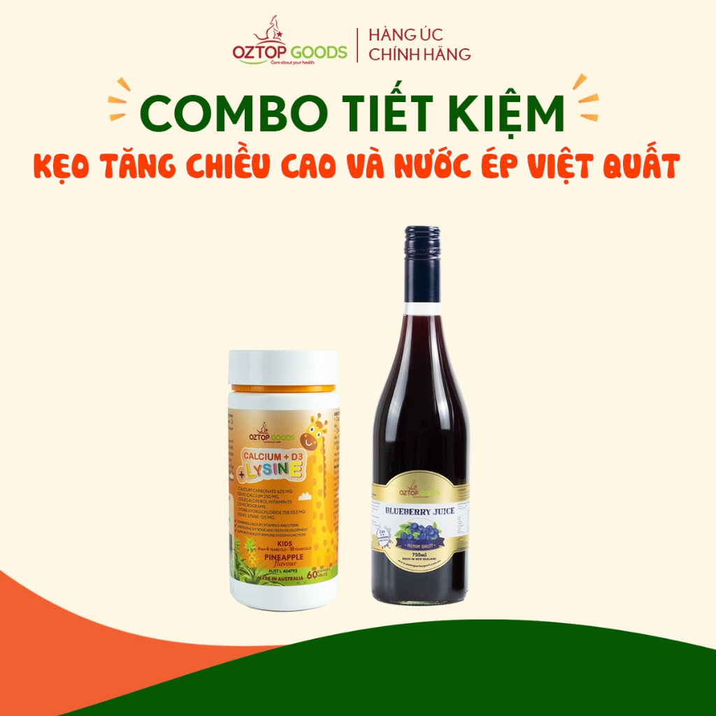 [COMBO] Kẹo Tăng Chiều Cao Trẻ Em Hộp 60 Viên & Nước Ép Trái Cây Việt ...
