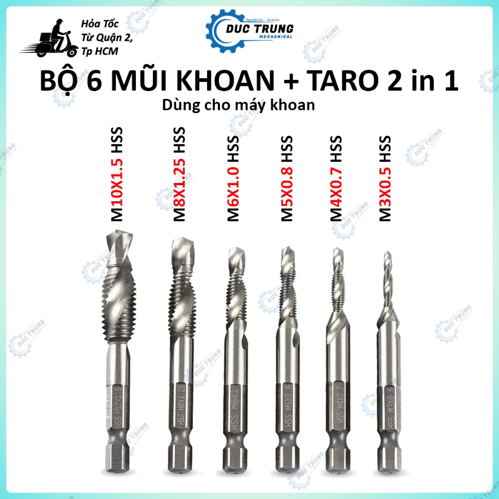 Mũi taro chất lượng, Mũi Taro Ta Rô Ren Các Loại 3mm 4mm 5mm 6mm 8mm ...