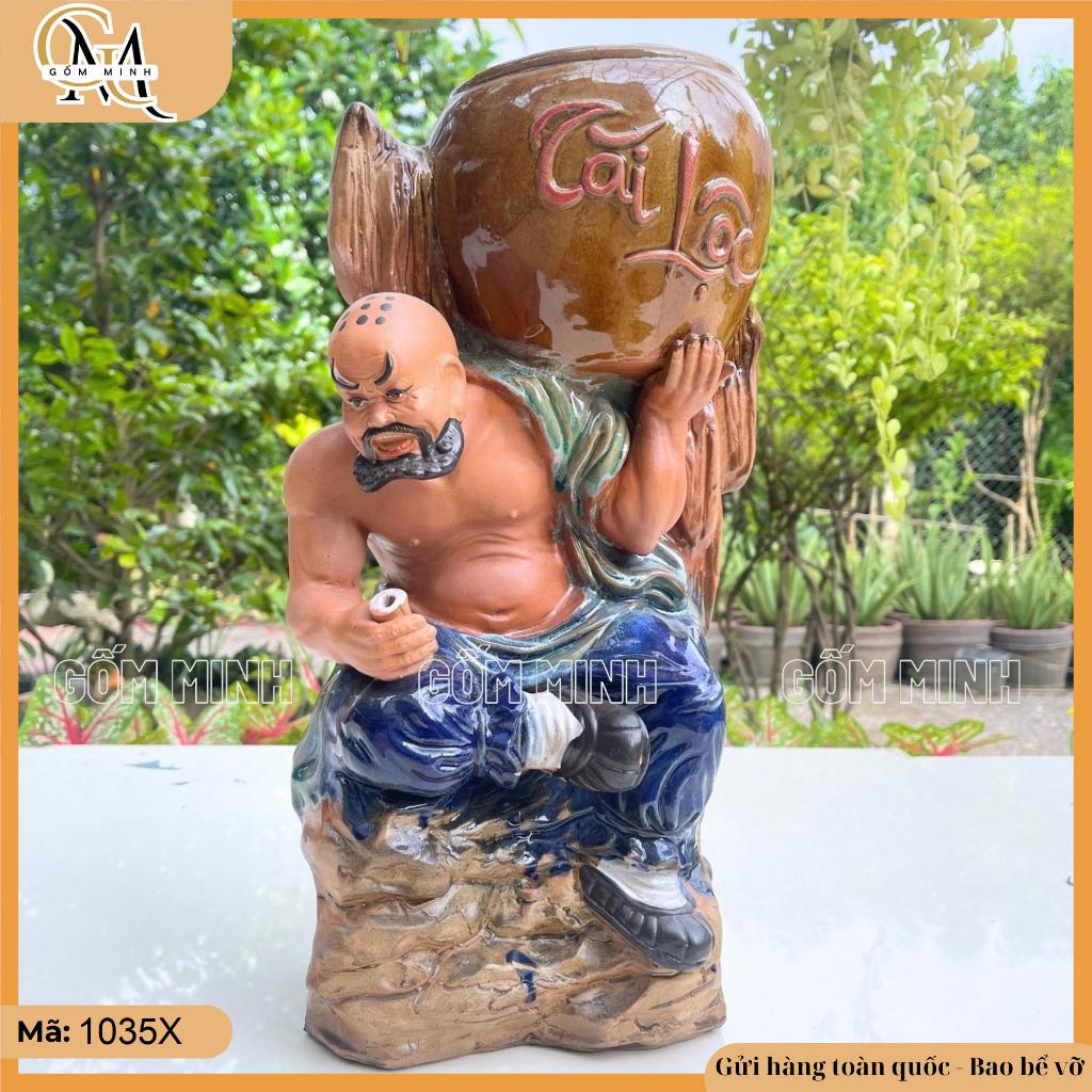 Chậu tượng Lỗ Trí Thâm thác đá, chậu tượng Lỗ Trí Thâm vác vò, chậu ...
