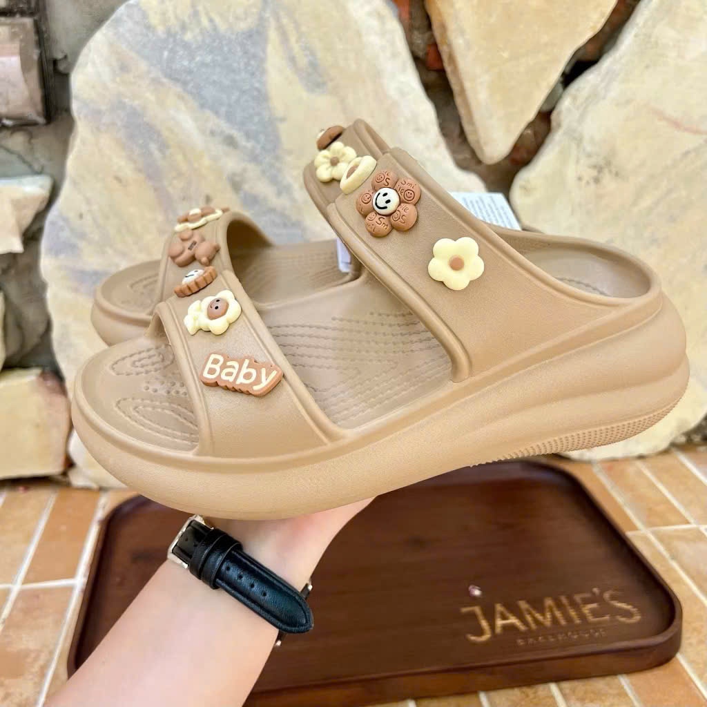 Dép nữ 2 quai Crocs Đế Cao 7CM - Cross Sandal Nữ Đế Cao, tặng kèm sẵn ...