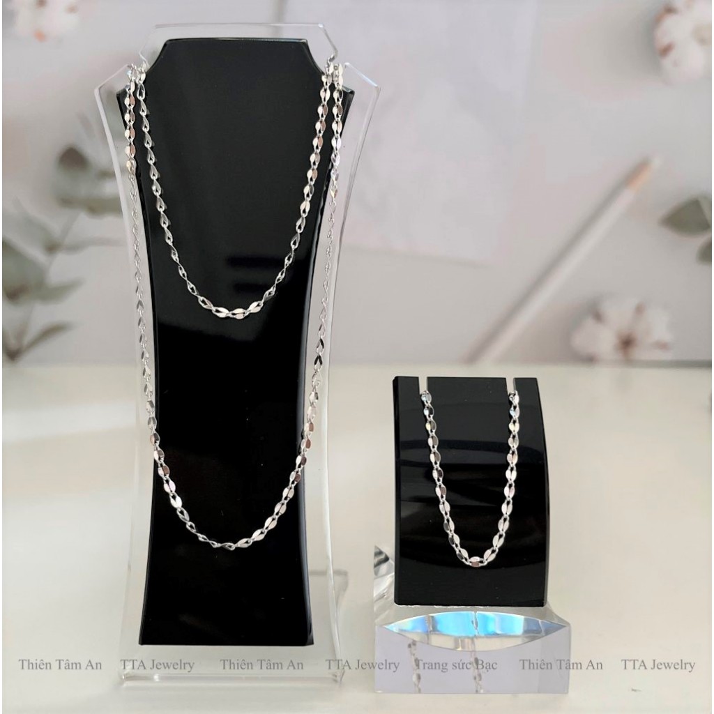 Dây chuyền nữ Bạc S925 dài 45cm bản rộng 2mm, vòng cổ bạc nhận xi mạ Bạch Kim sang trọng, chống ...