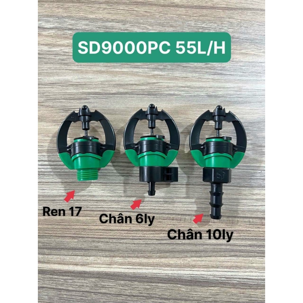 Béc Tưới không bù áp Sundrip SD9000 + chân nối. Có Điều Chỉnh Bán Kính Tưới, Béc SD9000 không bù ...
