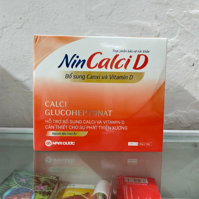 Nin Calci D của Nam Dược Bổ sung Calci-Canxi, Vitamin D, giúp giảm loãng xương-Hộp 20 ống x 10ml ...