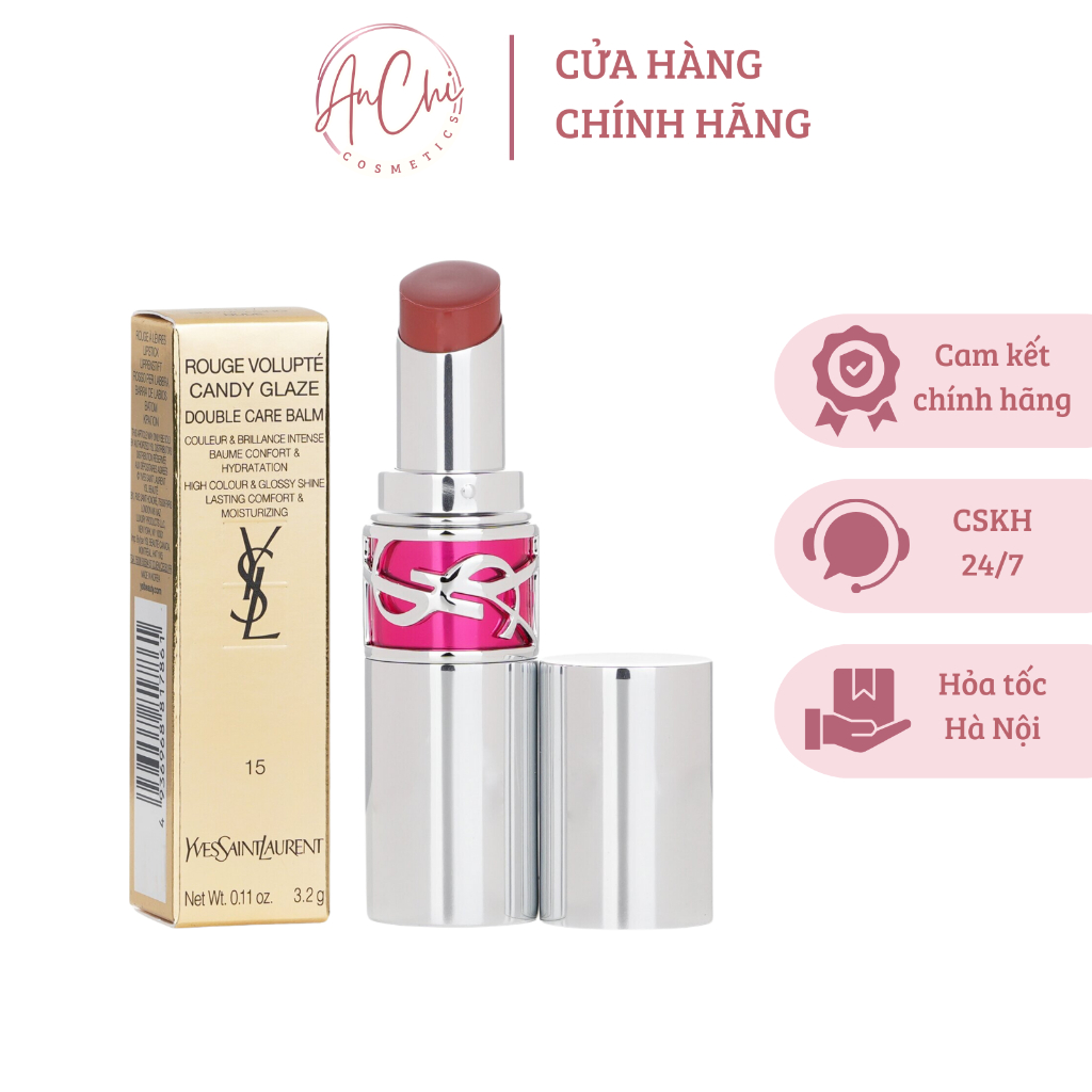Son dưỡng YSL Loveshine Candy Glaze 15 Showcasing Nude [AnChi Cosmetics] | Shopee Việt Nam