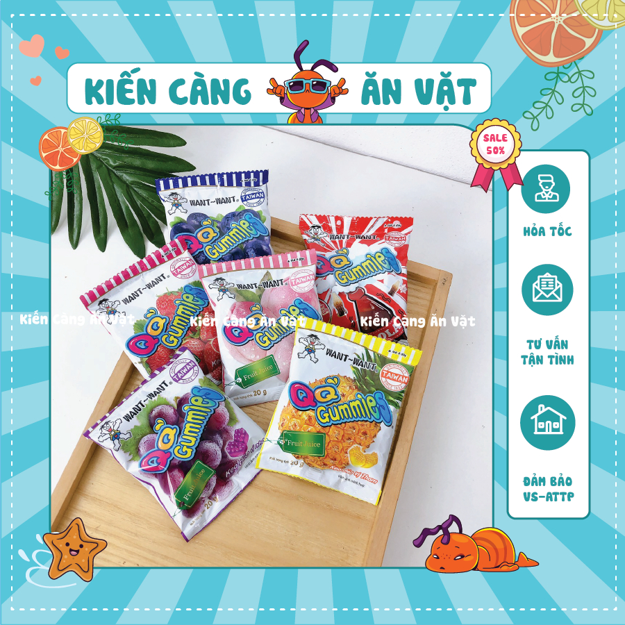 Kẹo dẻo chip chip trái cây Want Want Taiwan (gói 20g), Kẹo trái cây ...