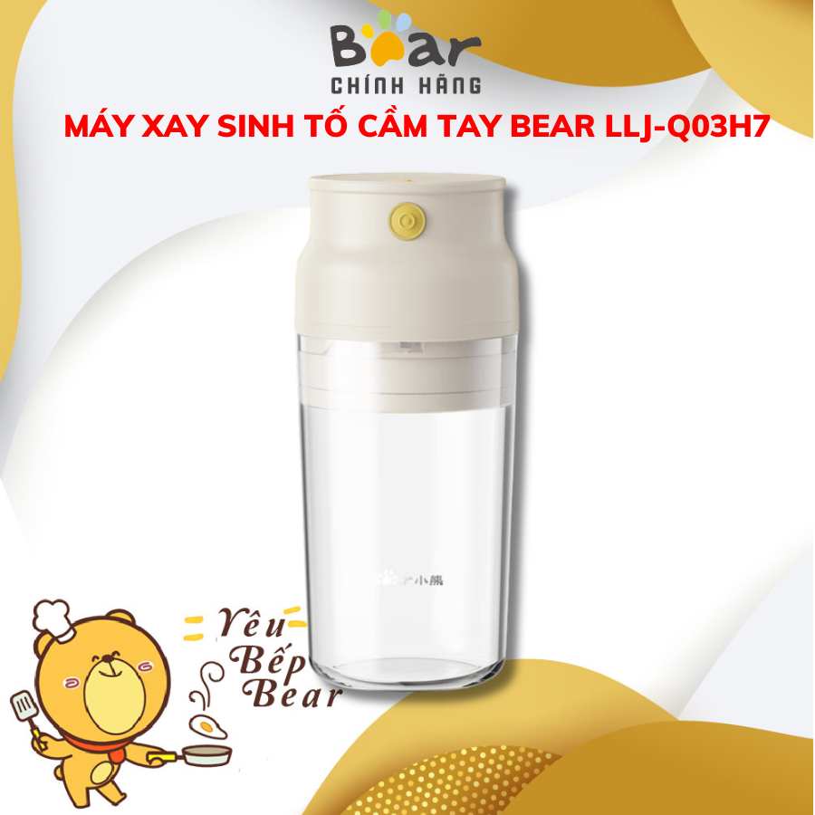 Máy xay sinh tố mini cầm tay 0.3L Bear LLJ Q03H7, 40W, tích điện, 2 Lưỡi xay trái cây, BH 18 ...