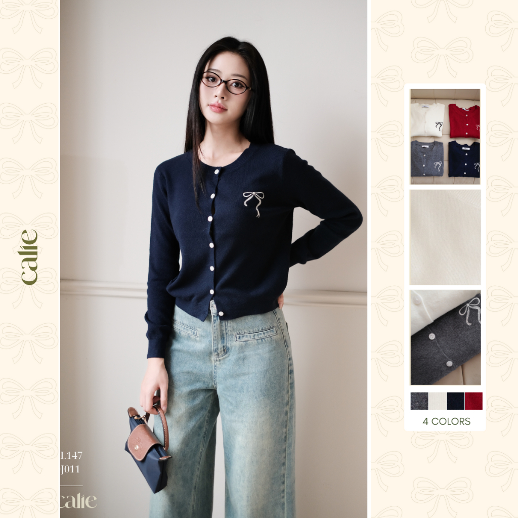 Áo cadigan thêu nơ ngực thời trang thiết kế thương hiệu Calie house ...