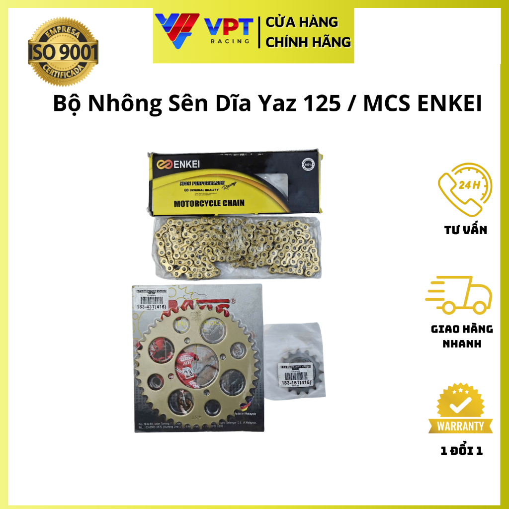 Bộ Nhông Sên Dĩa 415 Yaz Y125Z, Y125ZR Chính Hãng Enkei MCS 183-15-43-132-415-EK-MCS | Shopee ...