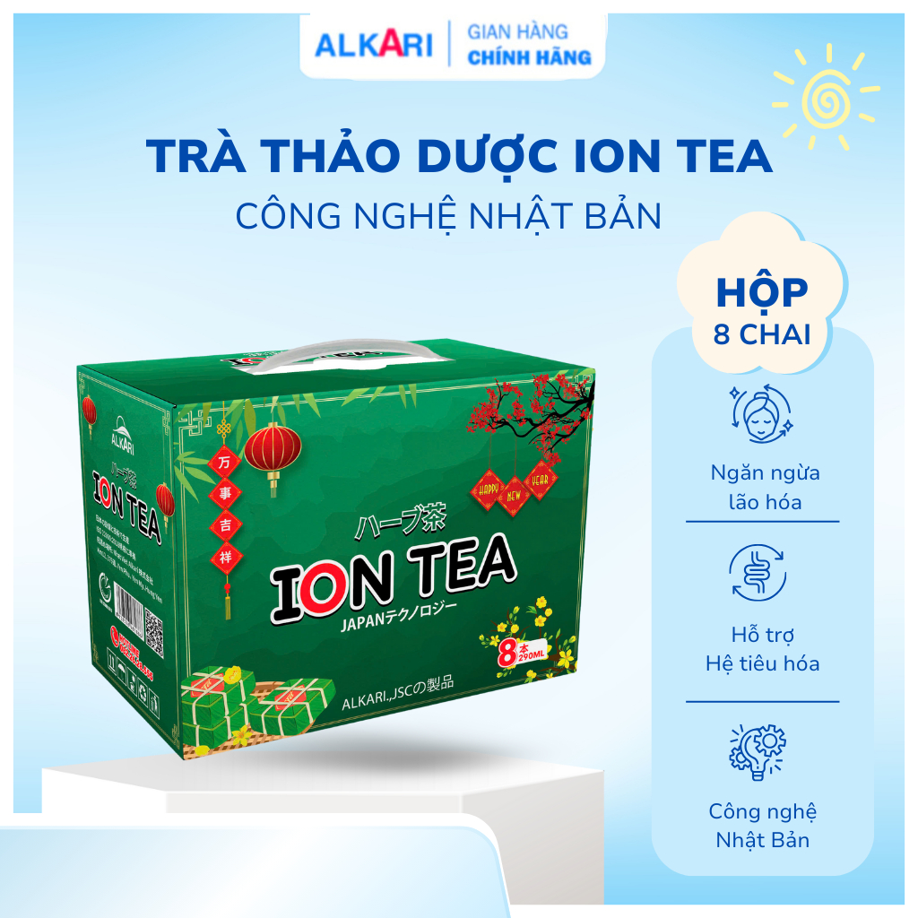 Trà thảo dược thanh nhiệt ION TEA ALKARI - Hộp 8 chai dung tích 290ml ...
