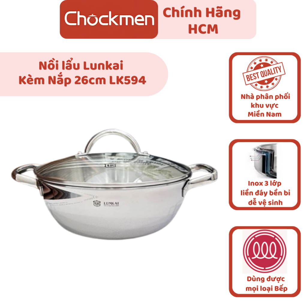 Nồi ăn lẩu inox 316 cao cấp 26cm, nồi nấu trên mọi loại bếp kèm nắp LK594, Chockmen HCM | Shopee ...