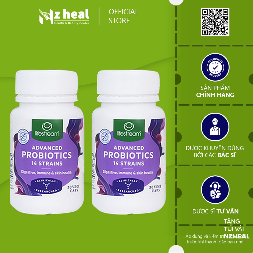 Bộ 2 Men Vi Sinh 14 Chủng Lifestream Advanced Probiotic New Zealand 30 ...