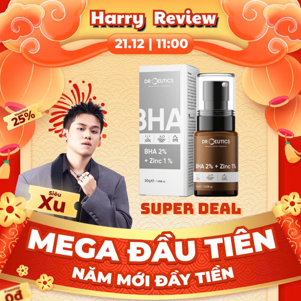Serum BHA 2% + ZinC 1% DrCeutics Giảm Mụn Và Giảm Sưng Mụn | Shopee Việt Nam