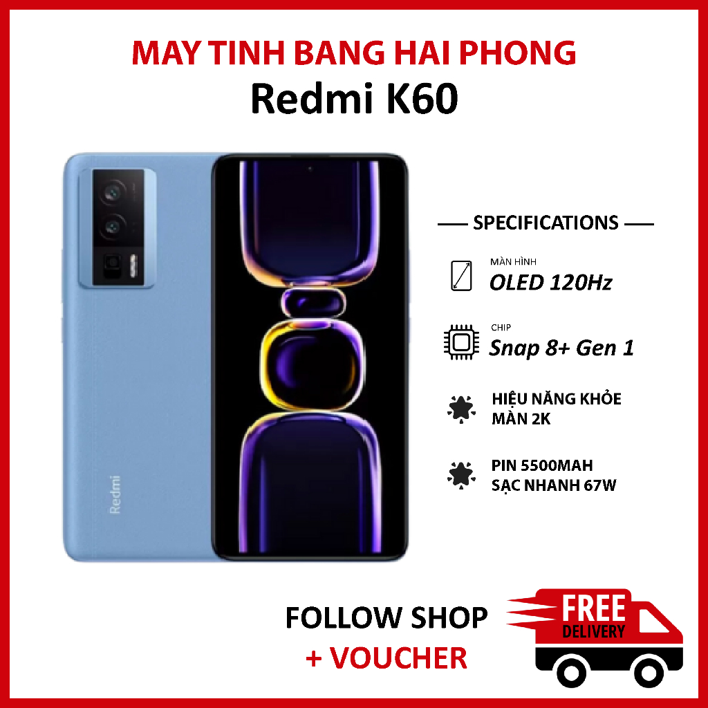 Điện thoại Xiaomi Redmi K60 rom quốc tế , RAM 16/256GB chip Snapdragon 8+ Gen 1 màn 2K 120Hz Pin ...