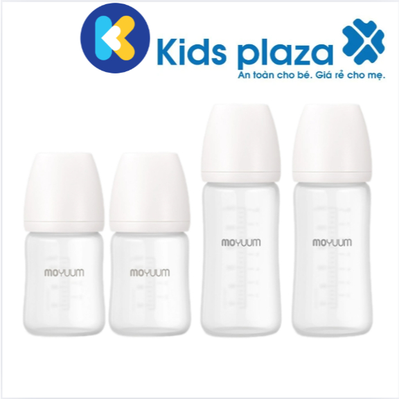 Bình sữa thủy tinh tráng silicon Moyuum Premium - 150ml-l/ 240ml Hàn Quốc - Chính hãng- Kèm núm ...